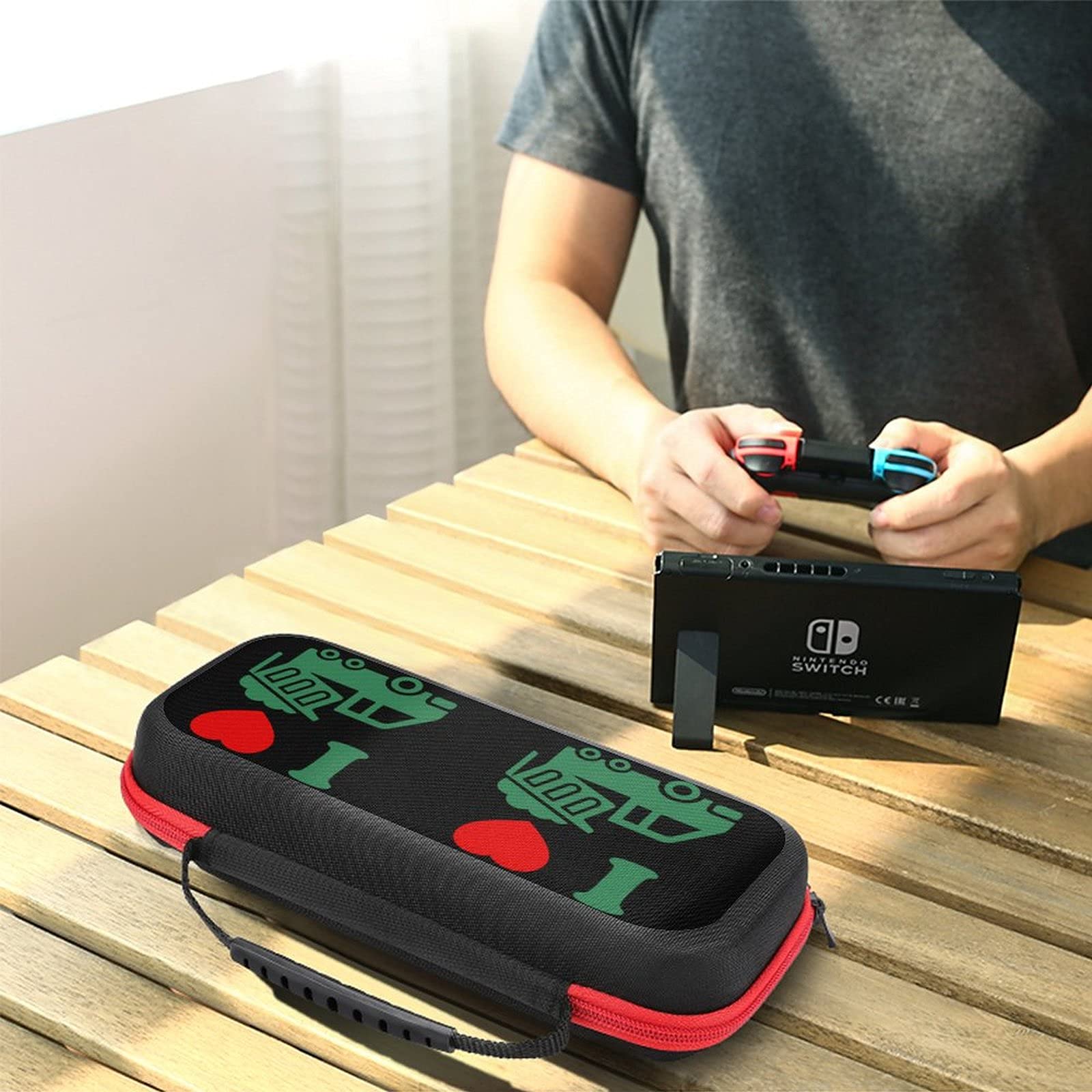 I Heart Love Trash Garbage Trucks Carrying Storage Cases for Nintendo Switch Protective Portable Hard Shell Pouch Carrying Travel Game Bag