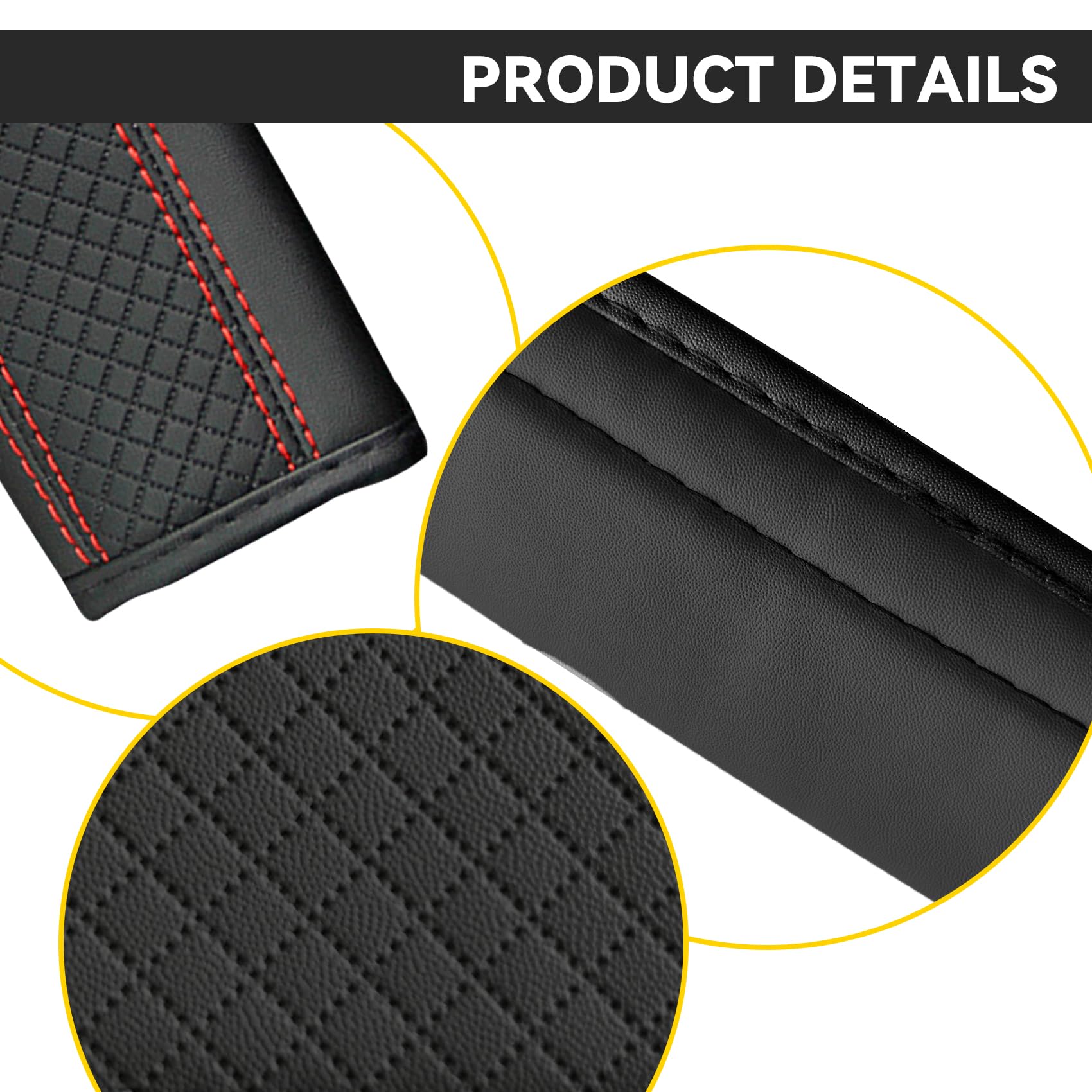 USTOPF1T 2Pack Car Seat Belt Cover, Breathable Leather Seatbelt Shoulder Pad, Protect Your Neck and Shoulder, Univrisal for Car Truck SUV, Driving More Comfortable (Black+Red)