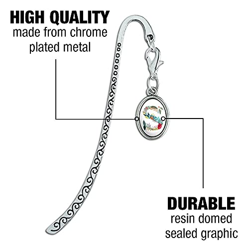 Letter S Floral Monogram Initial Metal Bookmark Page Marker with Oval Charm