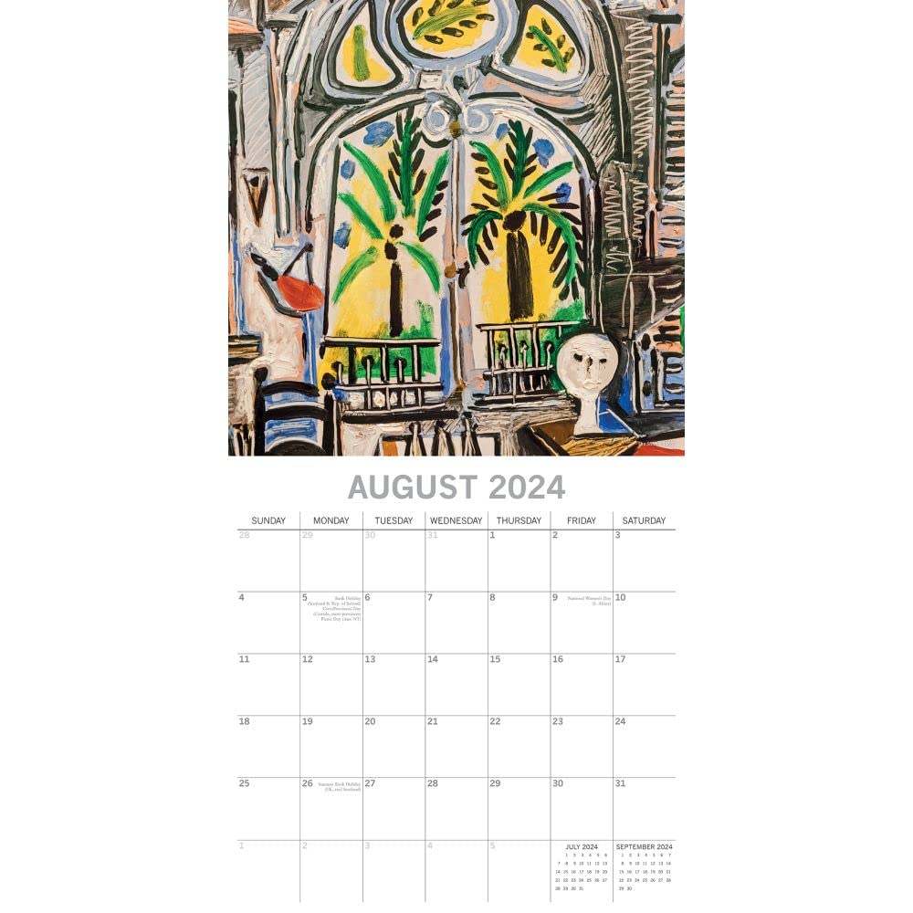 2024 Square Wall Calendar - Picasso 12 x 12 Inch Monthly View, 16-Month, Art Theme, Includes 180 Reminder Stickers