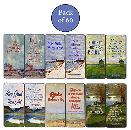 Be Still My Soul Religious Bookmarks Cards (60-Pack) - Stocking Stuffers for Men Women Baptism, Youth Group, Cell Group, VBS Bible Study, Mission Trip - Best Church Supplies