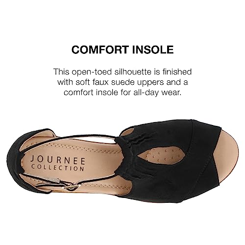 Journee Collection Womens Comfort Sole Ankle Strap Wedges Black, 8.5 Regular US