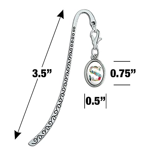 Letter S Floral Monogram Initial Metal Bookmark Page Marker with Oval Charm