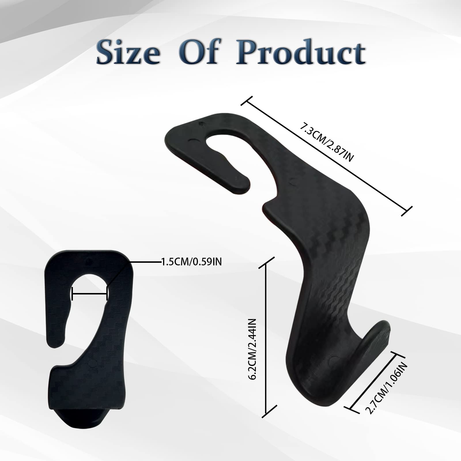 4 Packs Car Back Seat Headrest Hanger, Universal Vehicle Storage Organizer, Stylish Back Seat Hanger for Your Purse, Grocery Bags, Handbag to Keep Them from Sliding Around While Driving, Carbon Fiber