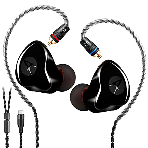 DCMEKA USB C in Ear Monitor, Noise Isolating Wired Earbuds with Clear Sound, Dual Drive IEM Type C Headphones for Singers, Musicians,audiophiles, MMCX Detachable Cable, Secure in Ear Fit (no Mic)…