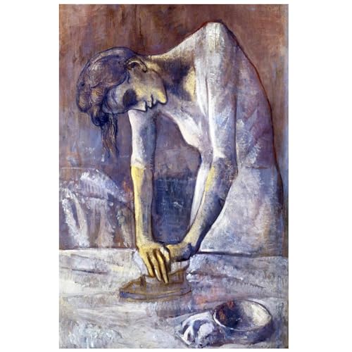 Pablo Picasso Wall Art Posters - Woman Ironing Canvas Print - Abstract Oil Painting Office, Living Room, Bedroom Framed or Unframed Fine Artwork Reproduction Posters Pictures (Unframe,8in*12in)