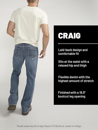 Silver Jeans Co. Men's Craig Classic Fit Bootcut Jeans, Light Marble Indigo, 36W x 32L