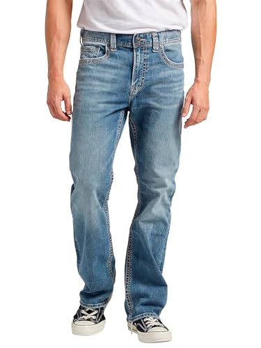 Silver Jeans Co. Men's Craig Classic Fit Bootcut Jeans, Light Marble Indigo, 36W x 32L