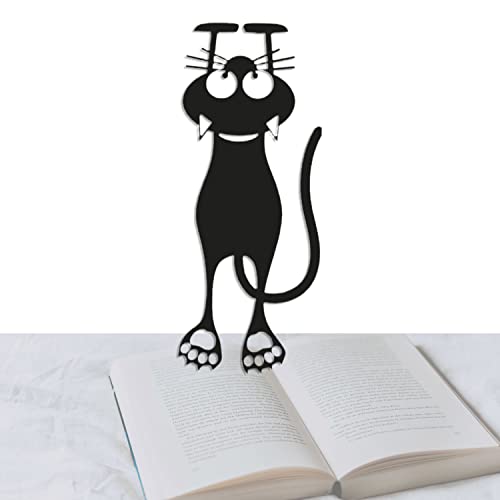 Curious Cat Bookmark for Cat Lovers,Locate Reading Progress with Cute Cat Paws Bookmarks,3D PVC Reusable Creative Cutout Black Cat Markers Hanging Kawaii Bookmark Kids Students Reader Teachers Gift