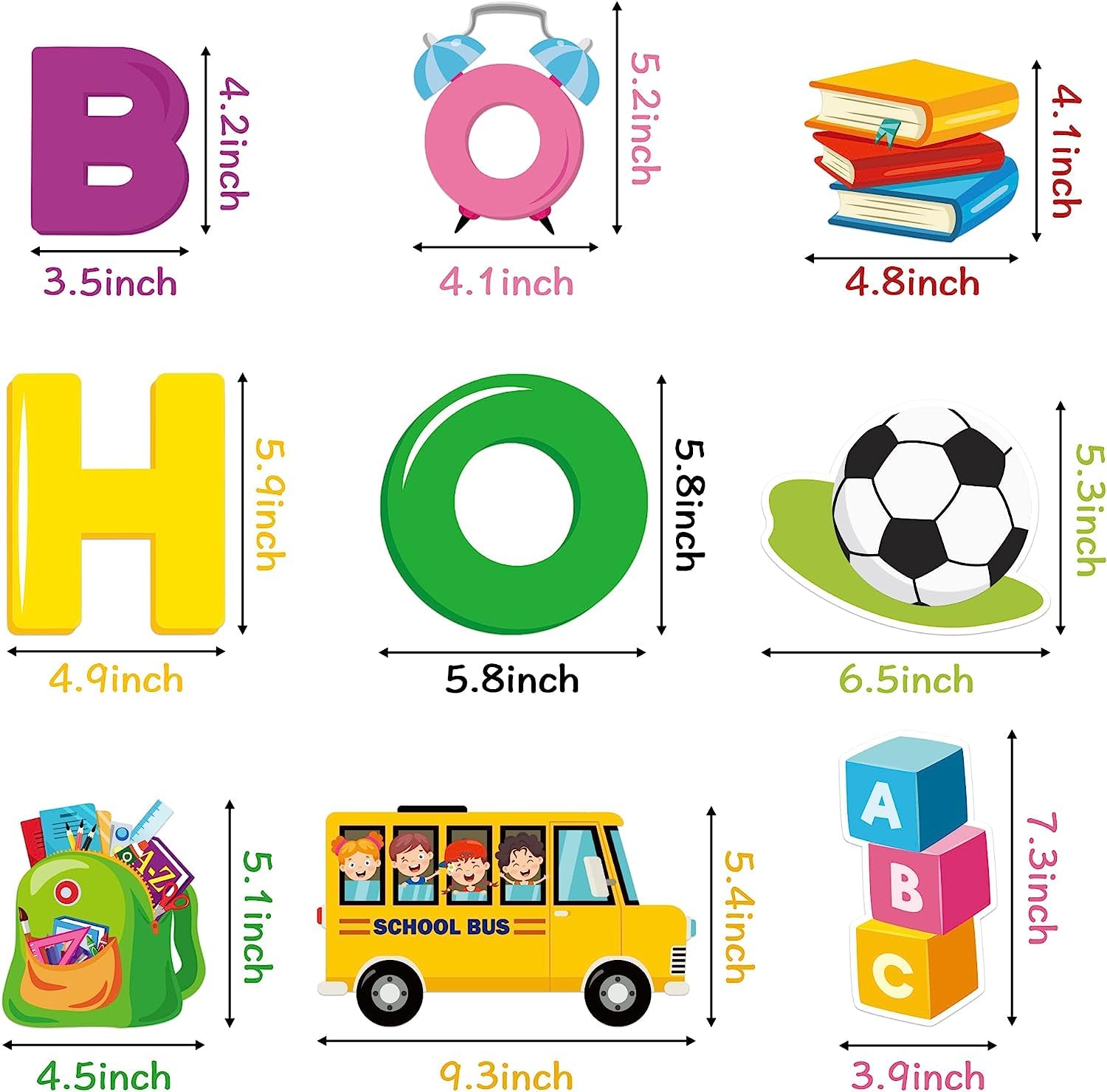 BeYumi 69Pcs Back to School Cutouts Bulletin Board Decoration Set DIY Cardstock Paper Cutouts First Day of School Teacher Supplies for Welcome School Theme Party Elementary Preschool Kindergarten