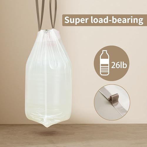 Noacy Small Trash Bags 4 Gallon Drawstring Apply to Kitchen Bathroom Bedroom Trash Can Mini White Garbage Bags, 62 Count