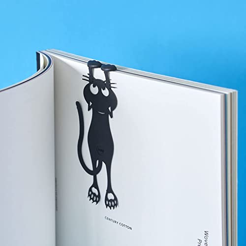 Curious Cat Bookmark for Cat Lovers,Locate Reading Progress with Cute Cat Paws Bookmarks,3D PVC Reusable Creative Cutout Black Cat Markers Hanging Kawaii Bookmark Kids Students Reader Teachers Gift