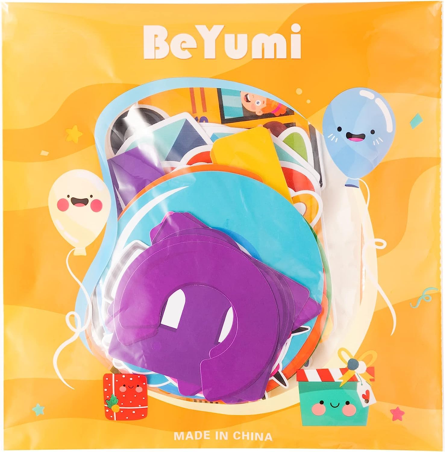 BeYumi 69Pcs Back to School Cutouts Bulletin Board Decoration Set DIY Cardstock Paper Cutouts First Day of School Teacher Supplies for Welcome School Theme Party Elementary Preschool Kindergarten