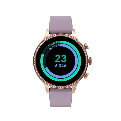 Fossil Unisex Gen 6 42mm Stainless Steel and Silicone Touchscreen Smart Watch,Fitness Tracker, Color: Rose Gold, Purple (Model: FTW6080V)
