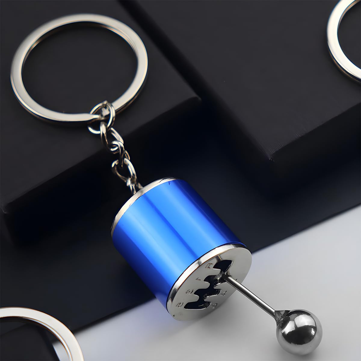 Osilly Gearbox Keychain, Six Speed Manual Transmission Stick Shift Keyring, Auto Part Creative Fidget Toy, Car Shifter Gear Keyfob Automotive Key Chain Ring, Car Accessories (Blue)