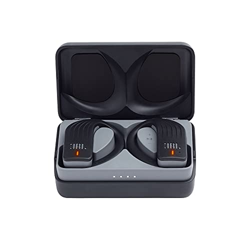 JBL ENDURANCE PEAK - True Wireless Earbuds, Bluetooth Sport Headphones with Microphone, Waterproof, up to 28 hours Battery, Charging Case and Quick Charge, Works with Android and Apple iOS (black)