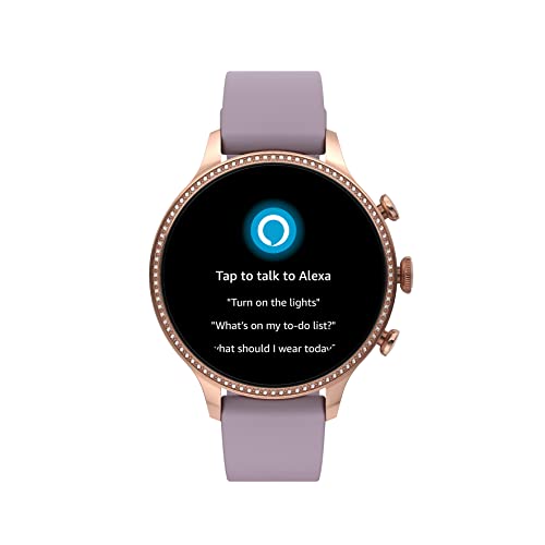 Fossil Unisex Gen 6 42mm Stainless Steel and Silicone Touchscreen Smart Watch,Fitness Tracker, Color: Rose Gold, Purple (Model: FTW6080V)
