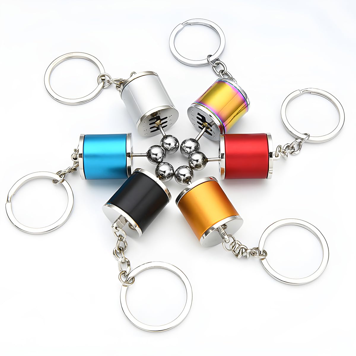 Osilly Gearbox Keychain, Six Speed Manual Transmission Stick Shift Keyring, Auto Part Creative Fidget Toy, Car Shifter Gear Keyfob Automotive Key Chain Ring, Car Accessories (Blue)
