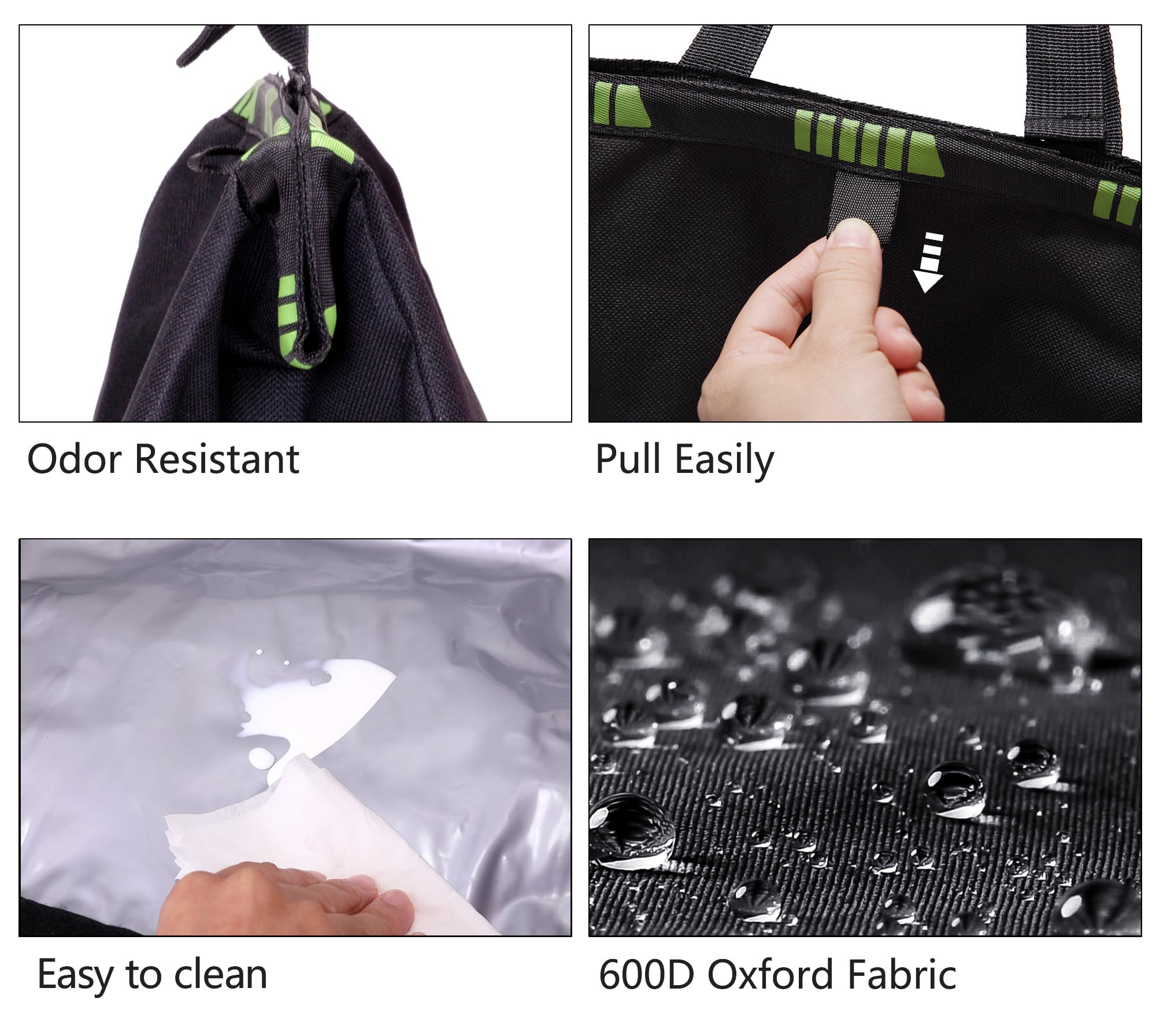 Ginsco 3.5 Gallons Large Capacity Hanging Car Trash Bag, Reusable Car Trash Can, Leakproof Car Garbage Bag, Foldable Waterproof Car Organizer Cooler with 4 Pockets for Camping Traveling