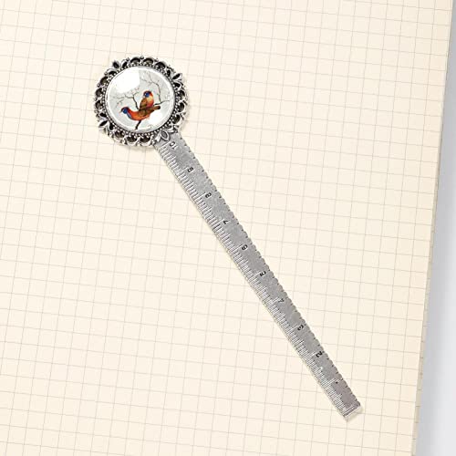 Retro Bookmark with Ruler, Book Markers for Student Kids Teacher Book Lovers, Office School Reading Accessories Gifts, Chinese Painting Two Birds