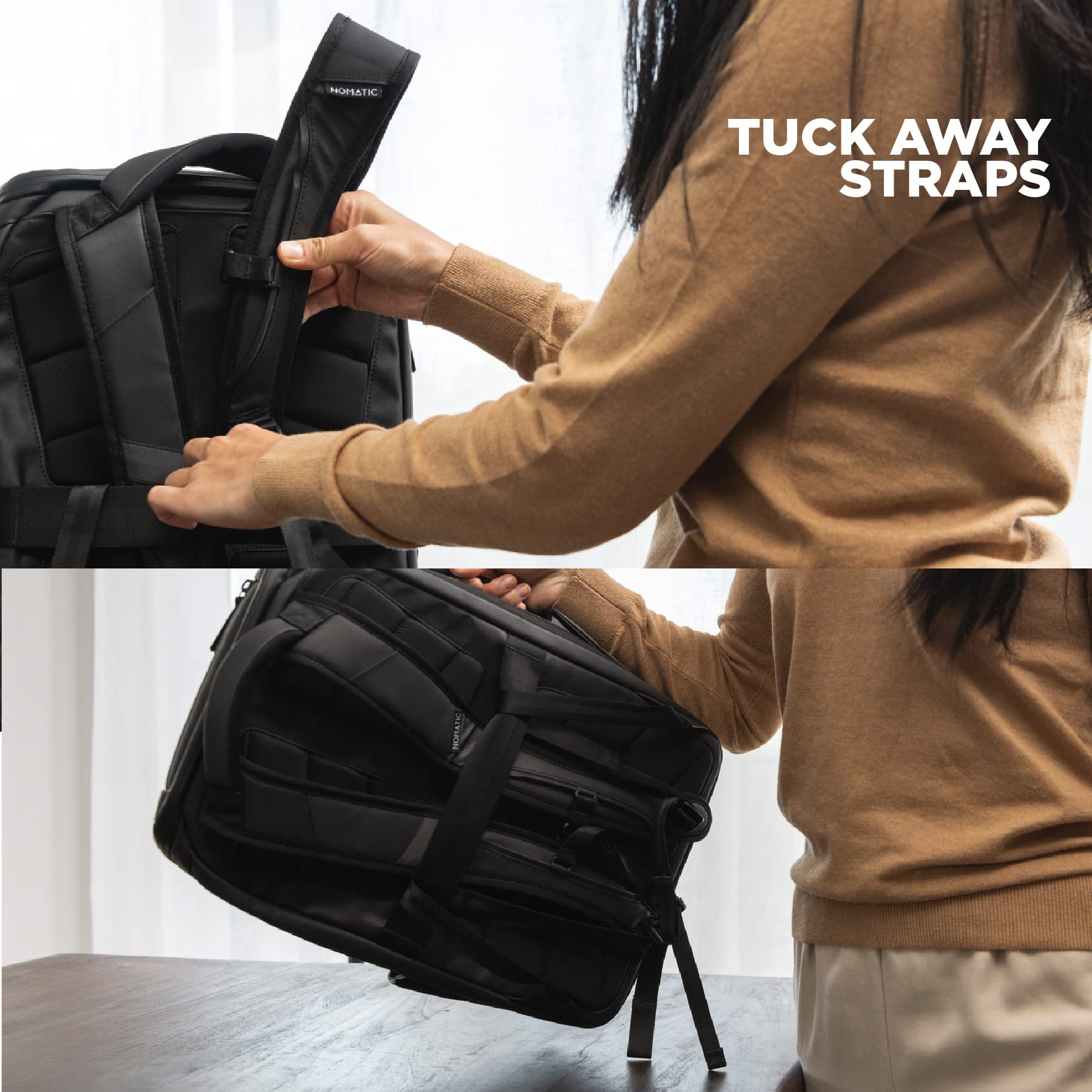 NOMATIC Travel Pack - 14L Water Resistant Laptop Bag - TSA-Ready Expandable Olive Backpack