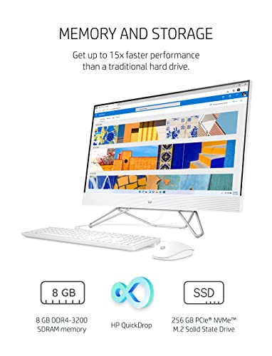 P 27โ All-in-One Desktop, AMD Ryzen 3 5300U, 8 GB RAM, 256 GB SSD, Full HD IPS Micro-Edge Display, Windows 11 Home, 4 USB Ports, Pop-up Privacy Camera, Dual Mics, Keyboard and Mouse (27-cb0030, 2021)