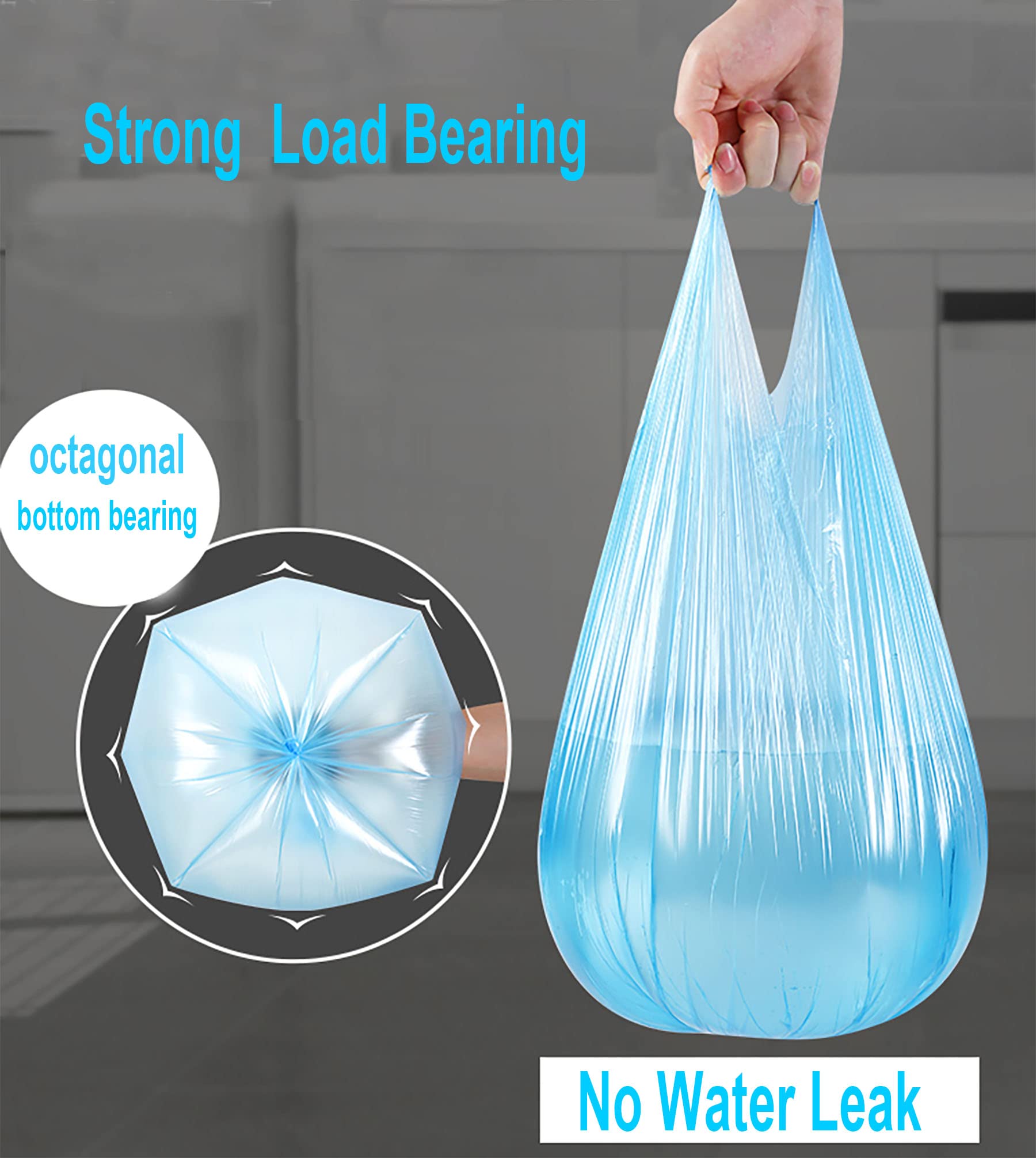 4 GALLON Bathroom Trash Bags, 4 Rolls/100 Counts Small HANDLES Garbage Bags for Office, Bathroom Wastebasket Waste Bin Colorful Portable Rubbish Bags (100)