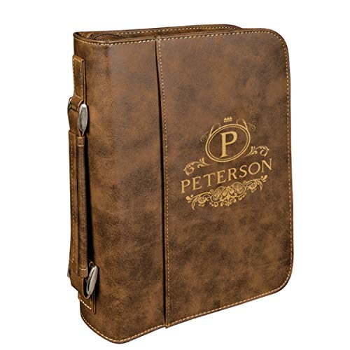 Personalized Large Leatherette Book/Bible Cover with Handle and Zipper | Custom Book/Bible Cover | Personalized Laser Engraved