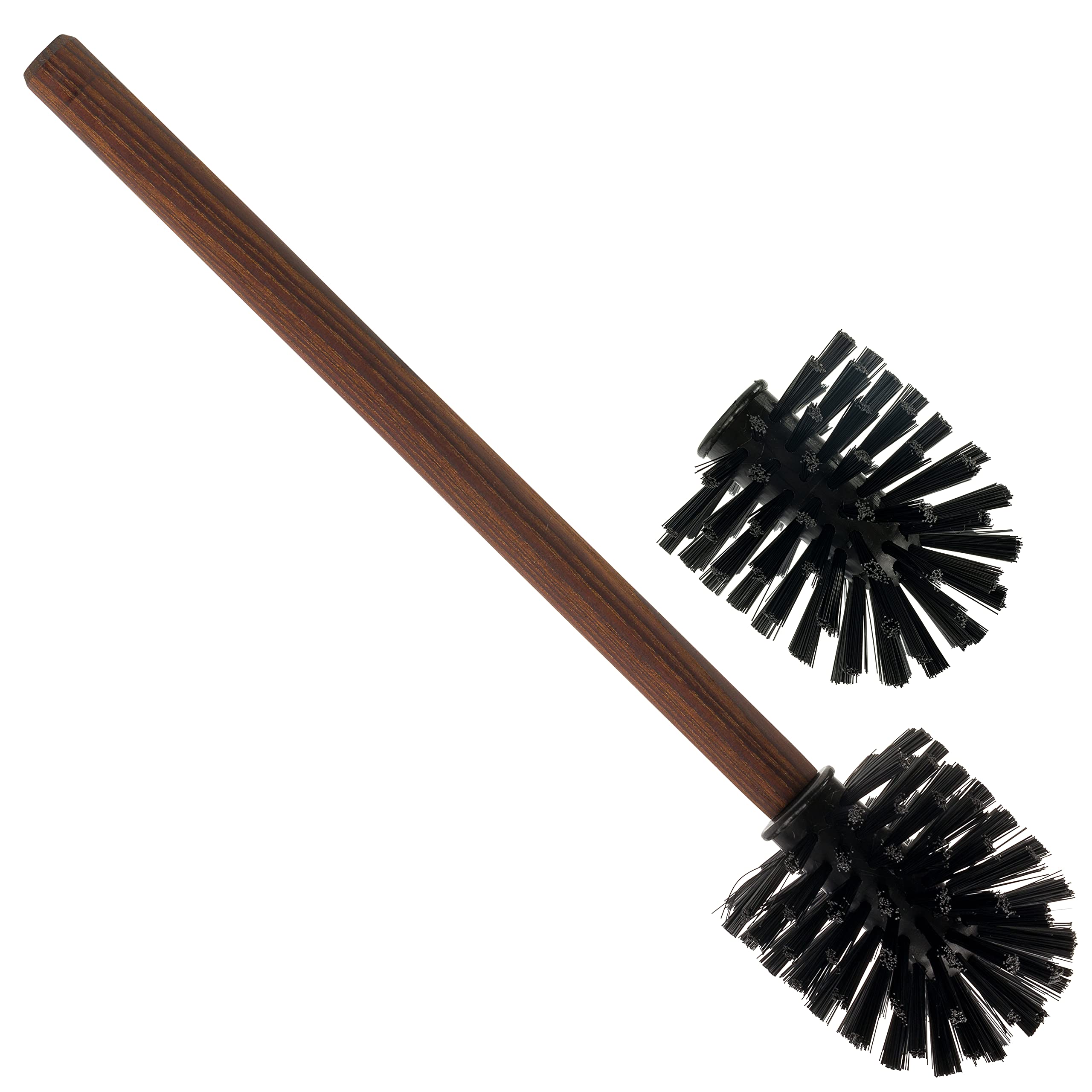 Redecker Toilet Brush and Replacement Head Set, Oiled Thermowood Handle, Nylon Bristles, Made in Germany