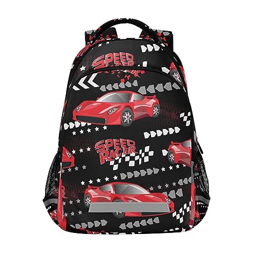 MFTJYO Cars Pattern Grunge Backpack Girls Boys School Book Bag Elementary Schoolbag Kids Bookbag College Travel Laptop Daypack Casual Rucksack with Reflective Strip