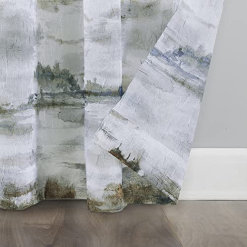 No. 918 Picasso Crushed Sheer Voile Rod Pocket Curtain Panel, 51" x 63", Grey