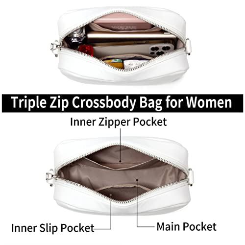INICAT Crossbody Bag for Women Roomy Pockets Wallet Purse with Small Coin Purse（60-White）