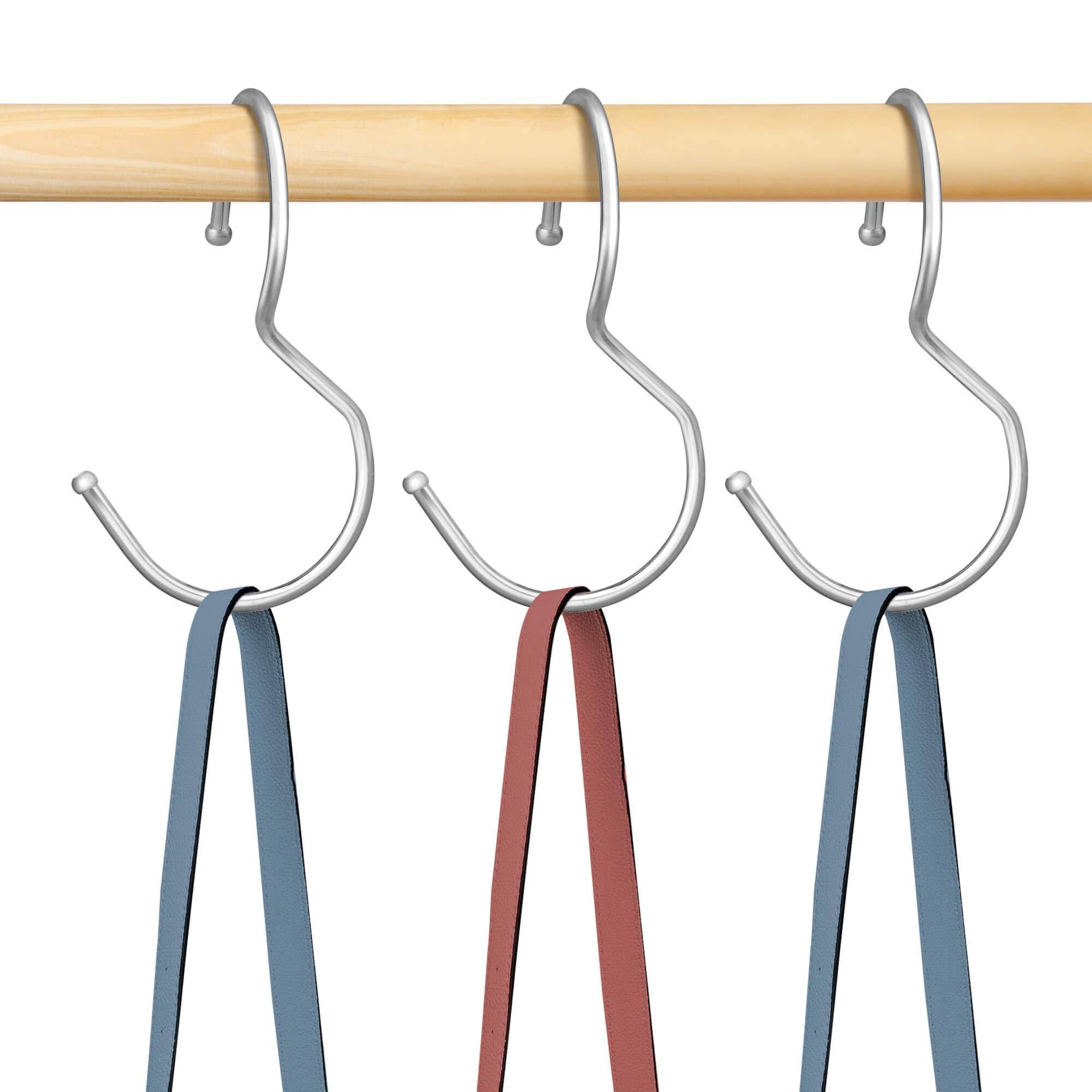 ZEDODIER 14 Pack Purse Hooks for Closet, Backpack Hanger Bag Holder, Closet Accessories Organizer S Hook for Hanging Purses, Handbags, Bags, Belts, Scarves, Hats, Clothes, and Plant, Silver