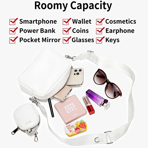 INICAT Crossbody Bag for Women Roomy Pockets Wallet Purse with Small Coin Purse（60-White）