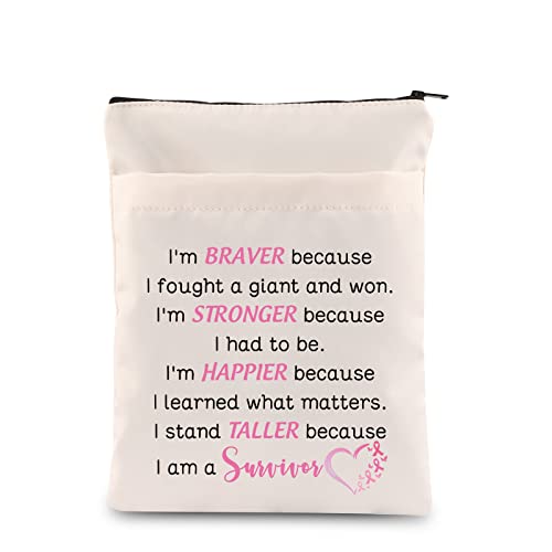 UJIMS Breast Cancer Awareness Gifts Pink Hope Ribbon Book Covers I Am A Survivor Book Protector Gift Warrior Gift (Breast Cancer Book Sleeve)