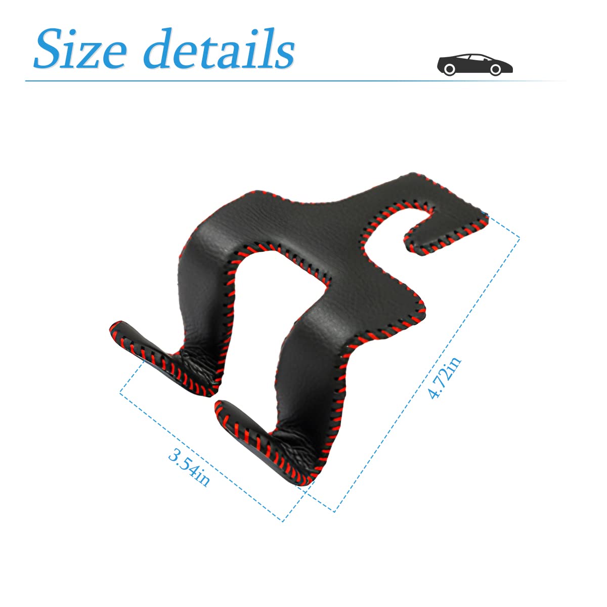 AUCELI Leather Car Seat Headrest Hook, 2 in 1 Auto Back Seat Hanger, 2 Pack Car Storage Holders, Vehicle Backseat Organizer for Purses Coats Umbrellas Bags, Universal Interior Accessories (Black/Red)