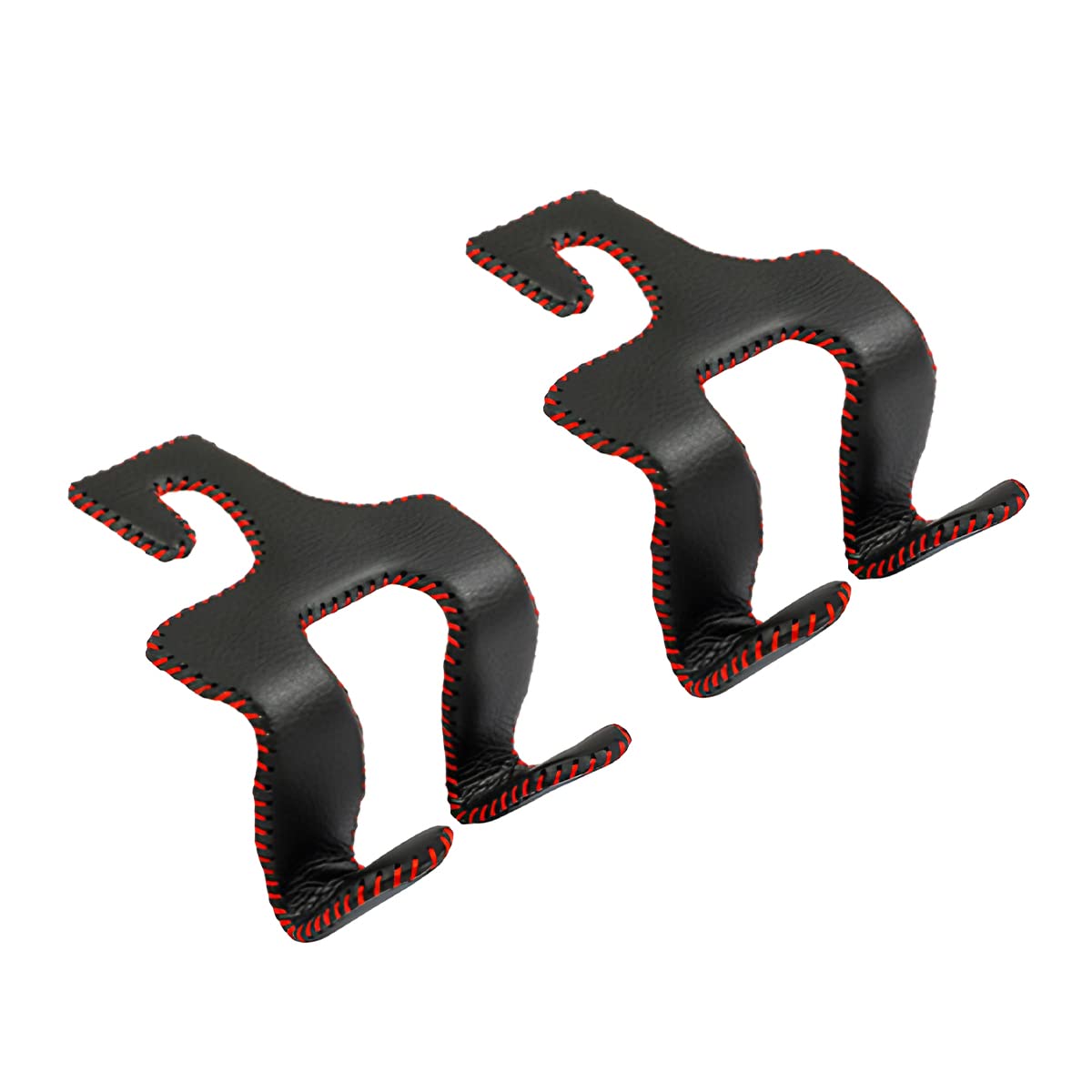 AUCELI Leather Car Seat Headrest Hook, 2 in 1 Auto Back Seat Hanger, 2 Pack Car Storage Holders, Vehicle Backseat Organizer for Purses Coats Umbrellas Bags, Universal Interior Accessories (Black/Red)