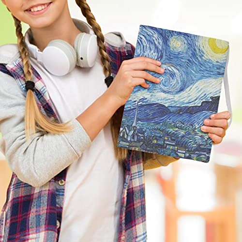 YEXIATODO Van Gogh Starry Night Book Sleeve for Textbook Kawaii Dogs Pets Anti-scratch No Glue Section Washable Reusability Polyester Book Covers Decorate Hardcover
