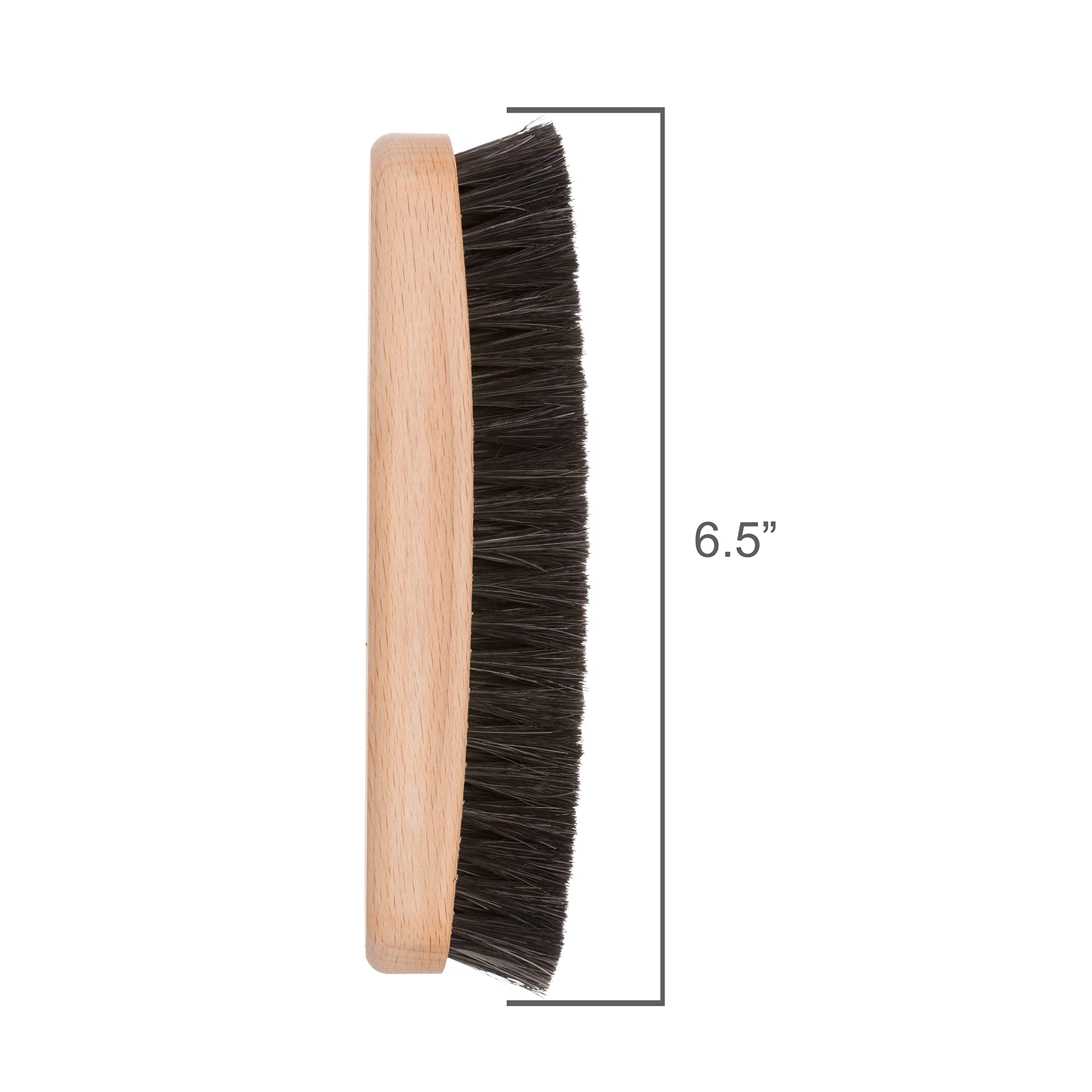 Redecker Natural Dark Horsehair Shoe Shine Brush, Untreated Beechwood Handle, 6-1/2-Inches Long, Made in Germany