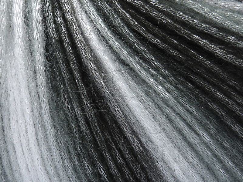 Black, Grey, White Picasso Fuzzy with Subtle Sheen Yarn, Polyester, Acrylic Blend 50 gram 125 Yards