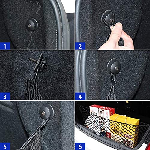 neynavy 1 Pack Car Adjustable Heavy Duty Cargo Net, 43.3" x 15.7" Double-Layer Standing Net, Stretchable Storage Mesh with Hooks, Item Storage Bag, Universal Vehicle Interior (Black)
