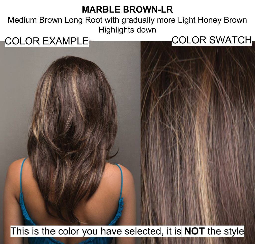 Bundle - 4 items: Brandi Wig by Amore, Christy's Wigs Q & A Booklet, BeautiMark Synthetic Shampoo & Wide Tooth Comb - Color: MARBLE BROWN-LR