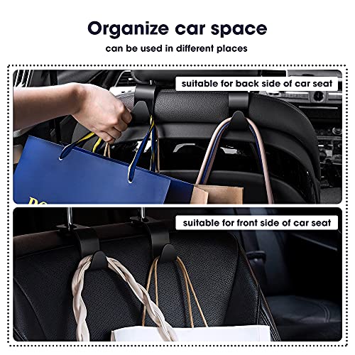 HOUSE DAY Car Seat Headrest Hooks, Black 4 Pack, Seat Hooks for Purses and Bags, Heavy Duty Purse Holder Bag Holder for Car, Space Saving Seat Hooks Purse Hanger for Vehicle