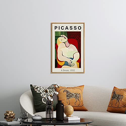 Framed Canvas Print Wall Art A Dream Famous Paintings Artwork By Pablo Picasso Canvas Prints Home Decoration for Living Room, Bed Room, Office - 12x16in Natural Framed