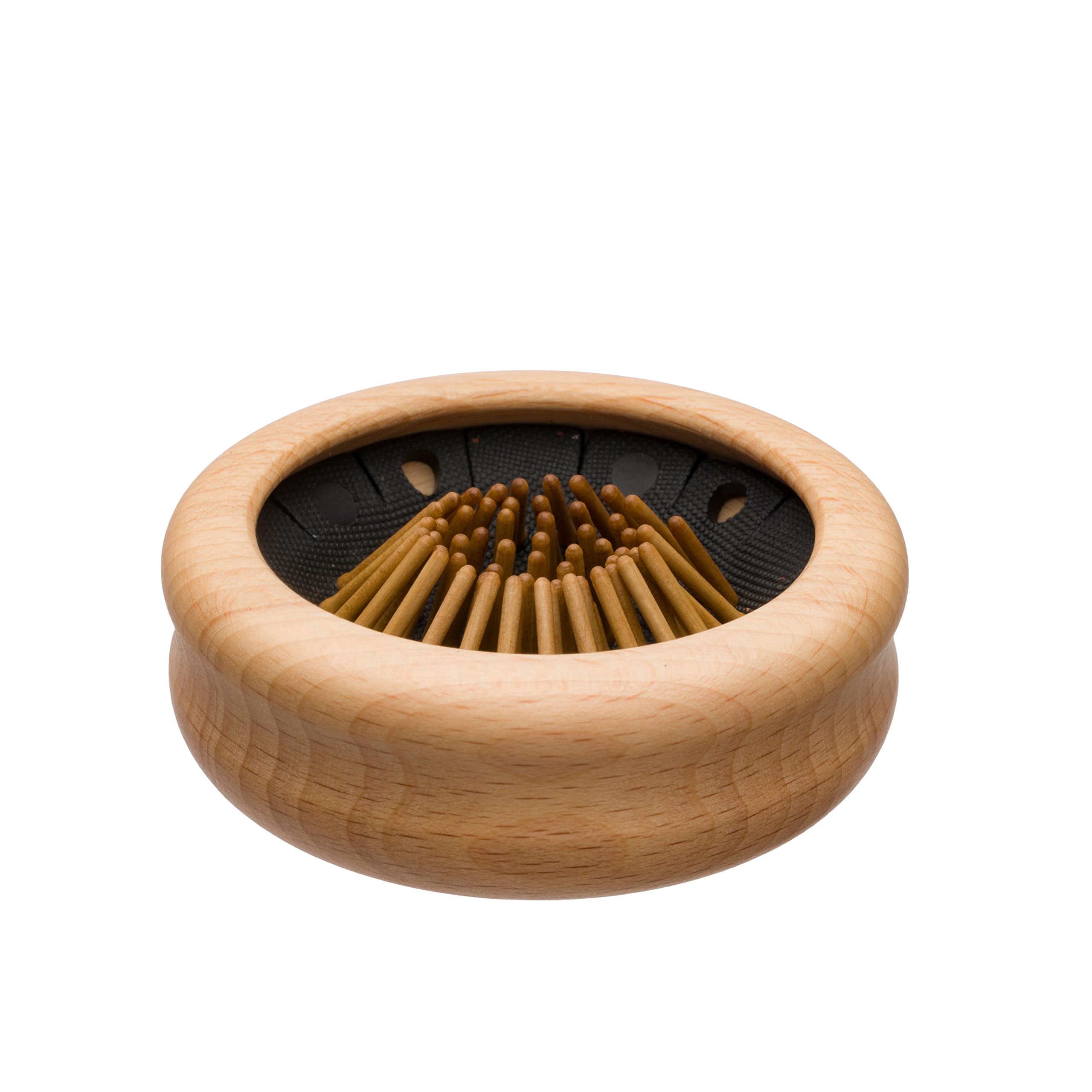 Redecker Pop-up Hairbrush, Oiled Beechwood with Straight Hornbeam Pins, Compact Brush for Purse, Pocket, and Travel, 2-3/4 Inches