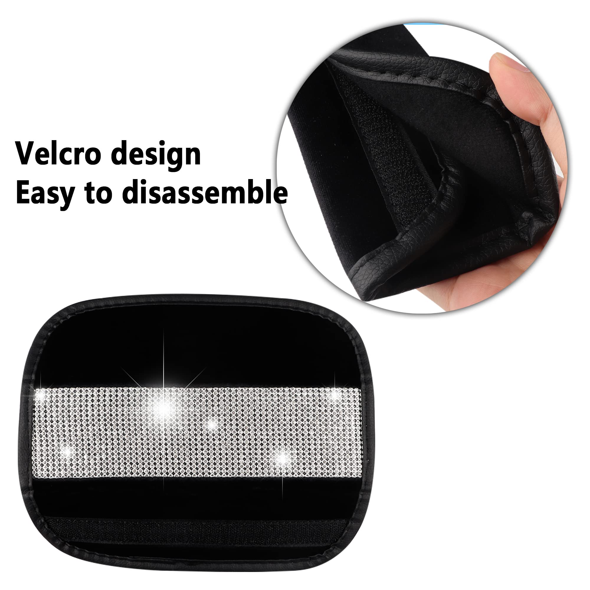 Bling Seat Belt Covers for Women, 2-Pack Shiny&Comfortable Rhineston Car Seat Belt Shoulder Pads Set, Glitter Crystal Bling Car Accessories (Bling-002)