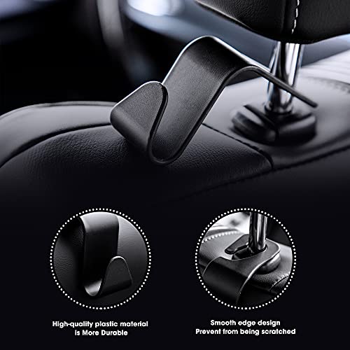 HOUSE DAY Car Seat Headrest Hooks, Black 4 Pack, Seat Hooks for Purses and Bags, Heavy Duty Purse Holder Bag Holder for Car, Space Saving Seat Hooks Purse Hanger for Vehicle