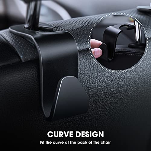 HOUSE DAY Car Seat Headrest Hooks, Black 4 Pack, Seat Hooks for Purses and Bags, Heavy Duty Purse Holder Bag Holder for Car, Space Saving Seat Hooks Purse Hanger for Vehicle