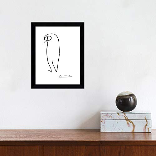 Amanti Art Wood Framed Wall Art Print Owl by Pablo Picasso (9 in. W x 11 in. H), Svelte Unique Black Frame - X-Small