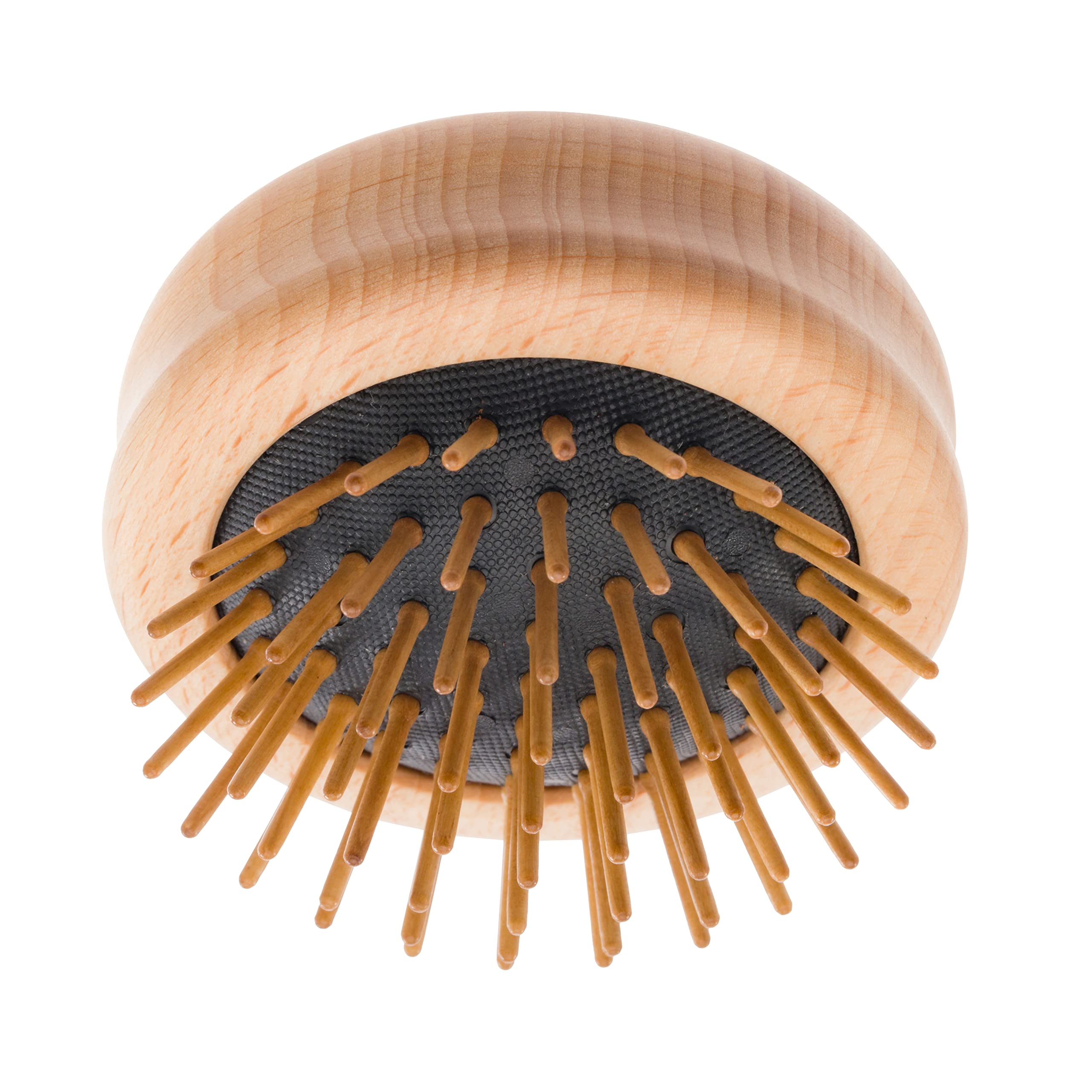 Redecker Pop-up Hairbrush, Oiled Beechwood with Straight Hornbeam Pins, Compact Brush for Purse, Pocket, and Travel, 2-3/4 Inches